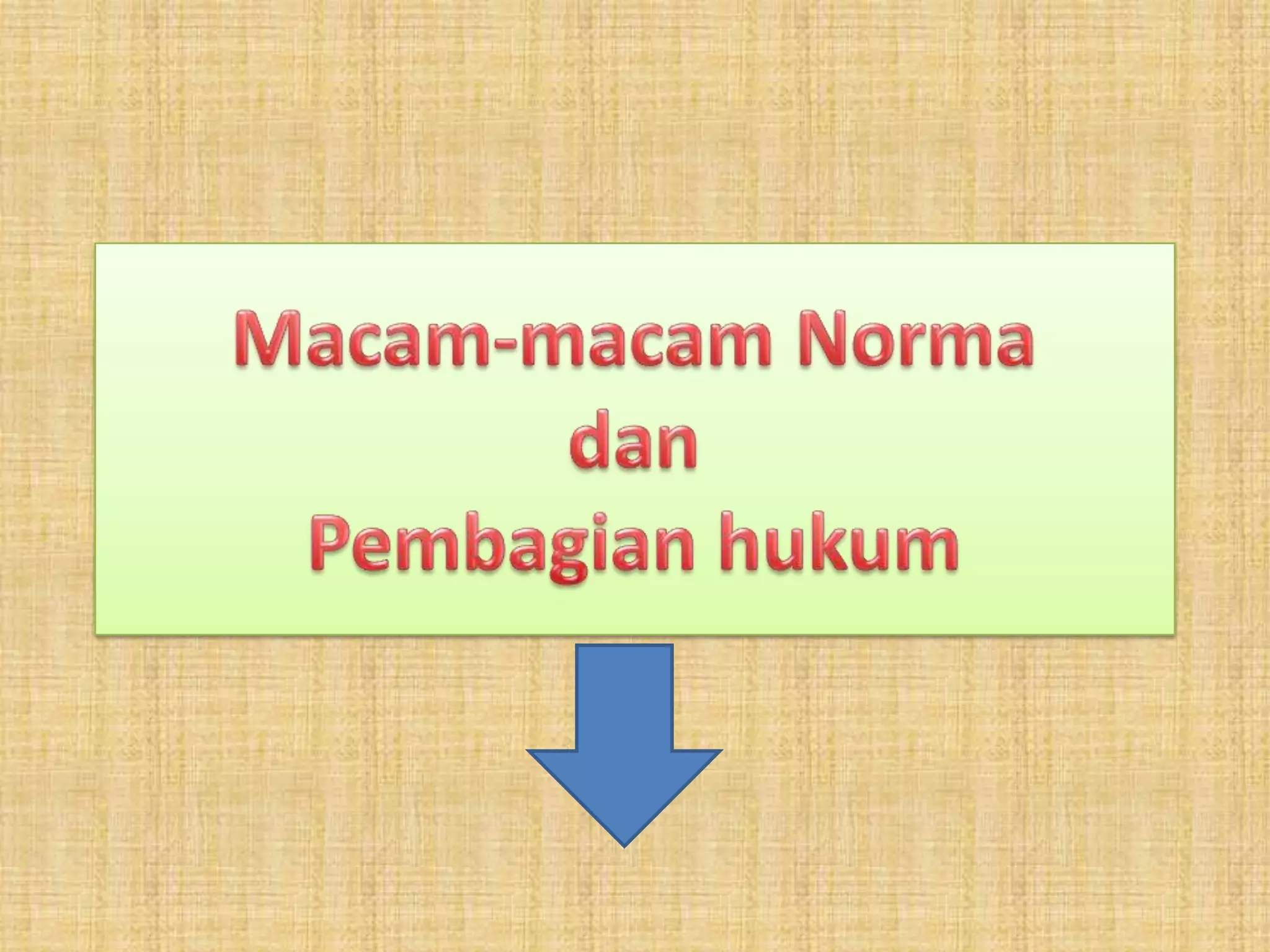 Macam Macam Norma Dan Pembagian Hukum | PPTX