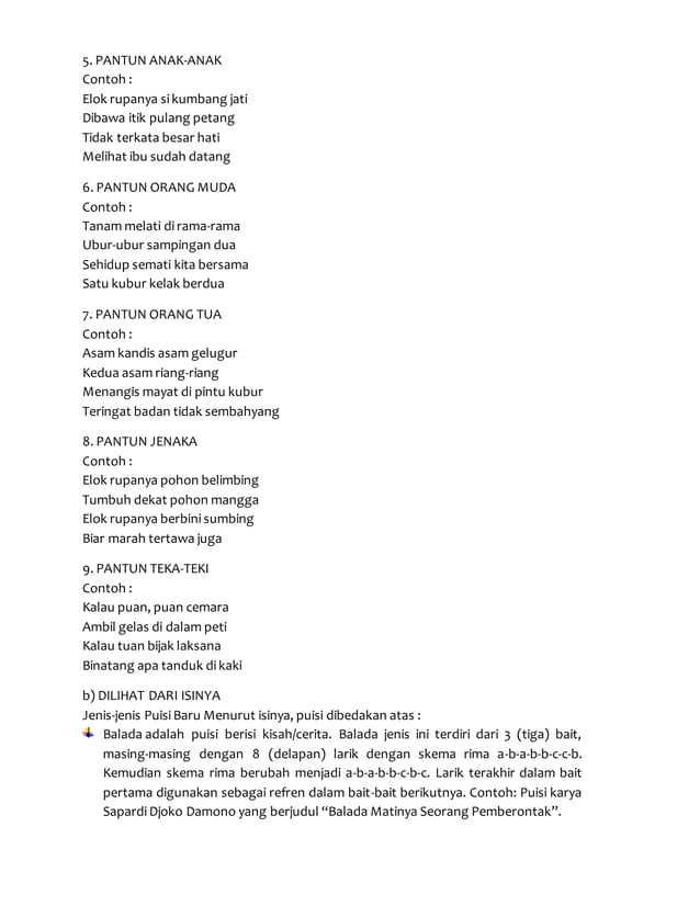 Macam macam puisi lama | DOCX