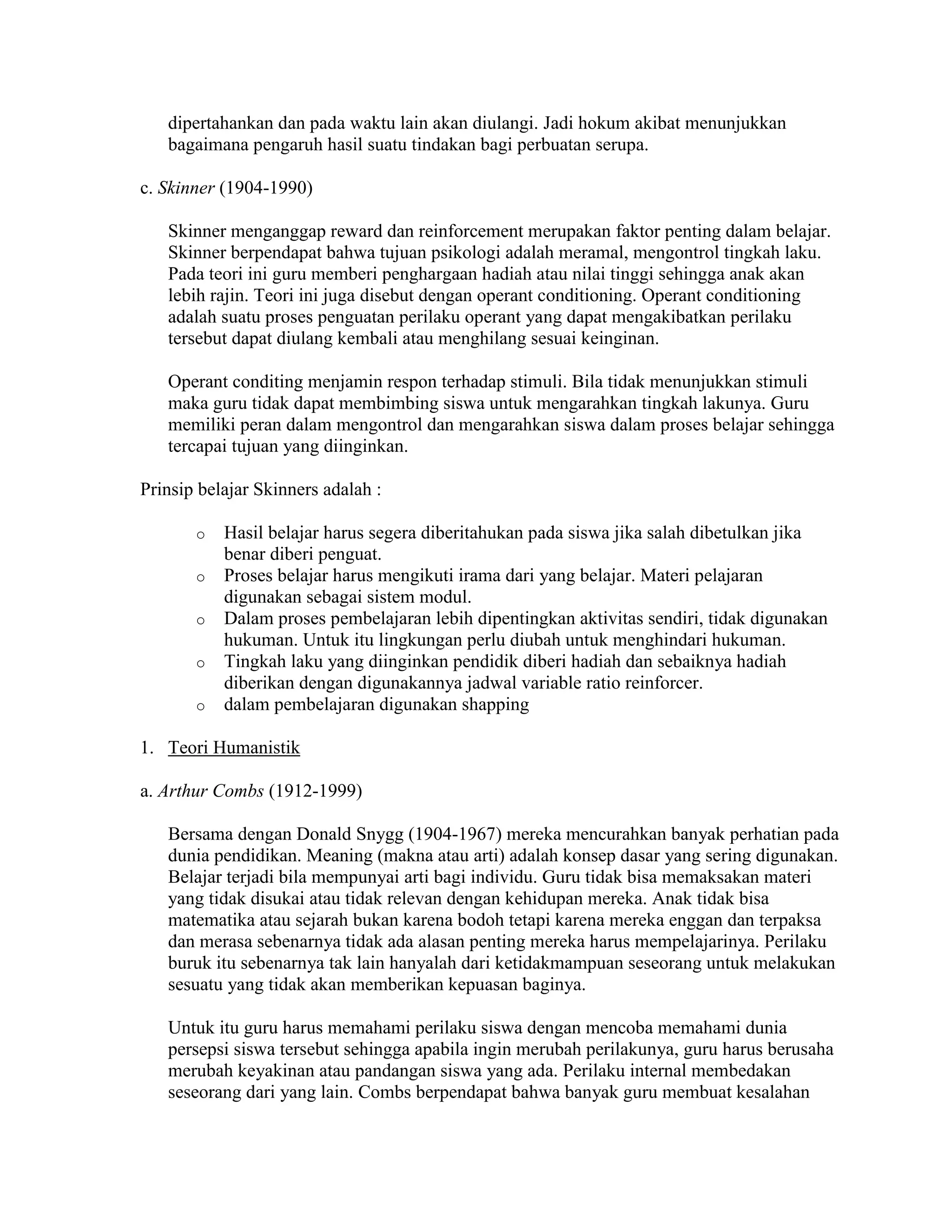 Macam macam teori pembelajaran | DOCX