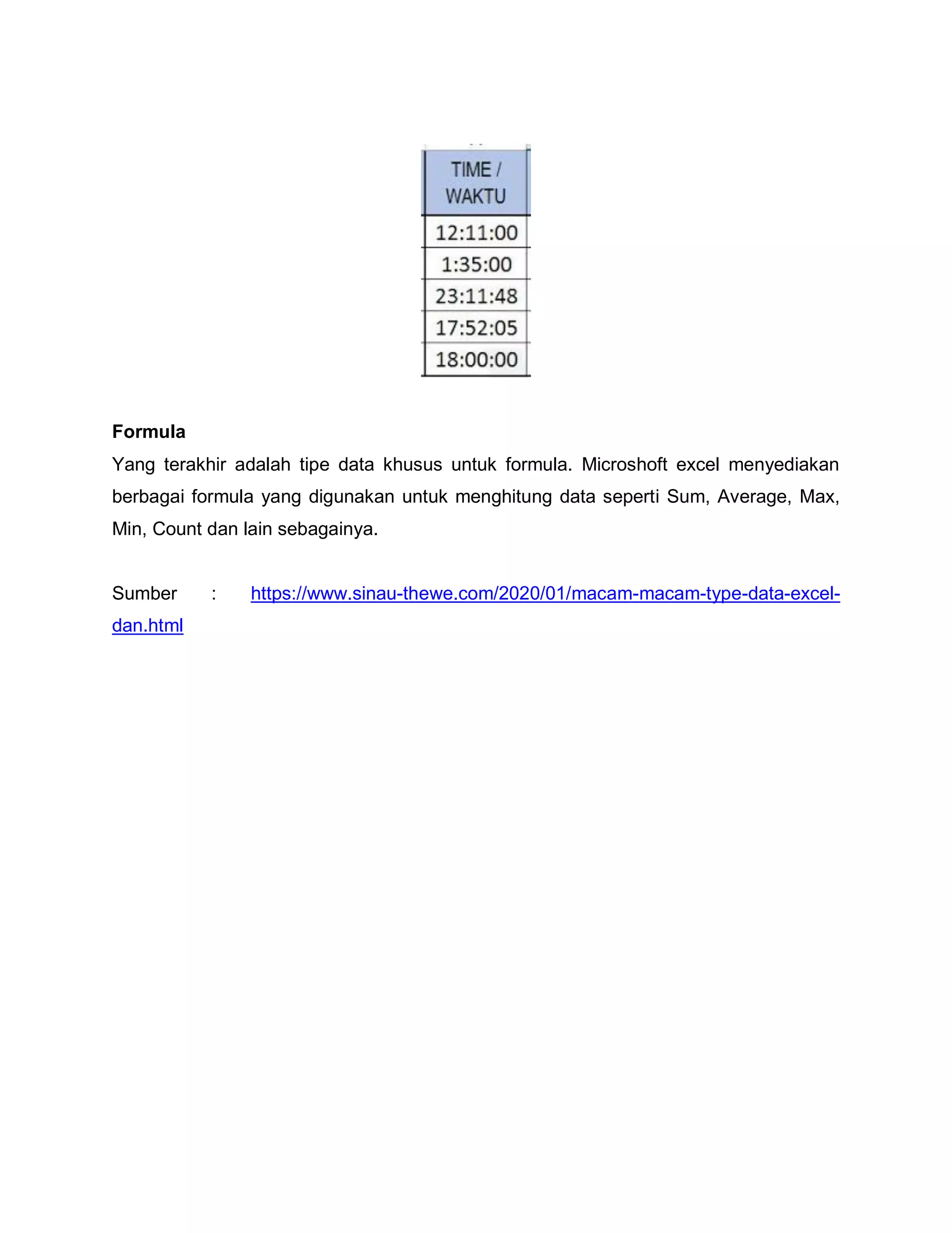 Macam macam type data di excel | PDF