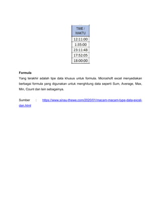 Macam macam type data di excel | PDF