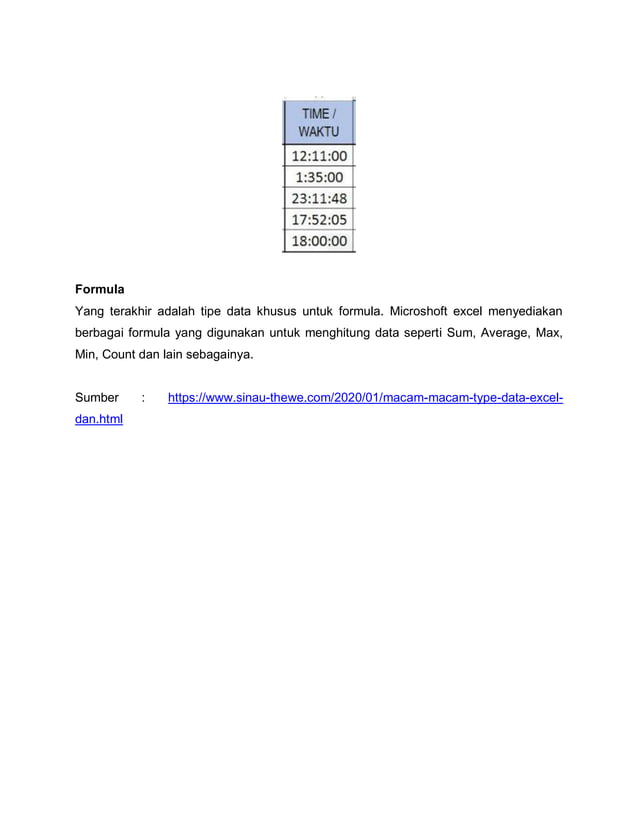 Macam macam type data di excel | PDF
