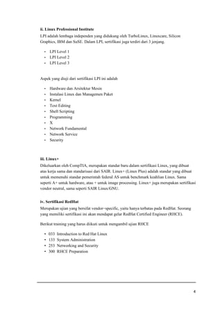 Macam2 sertifikasi linux | PDF