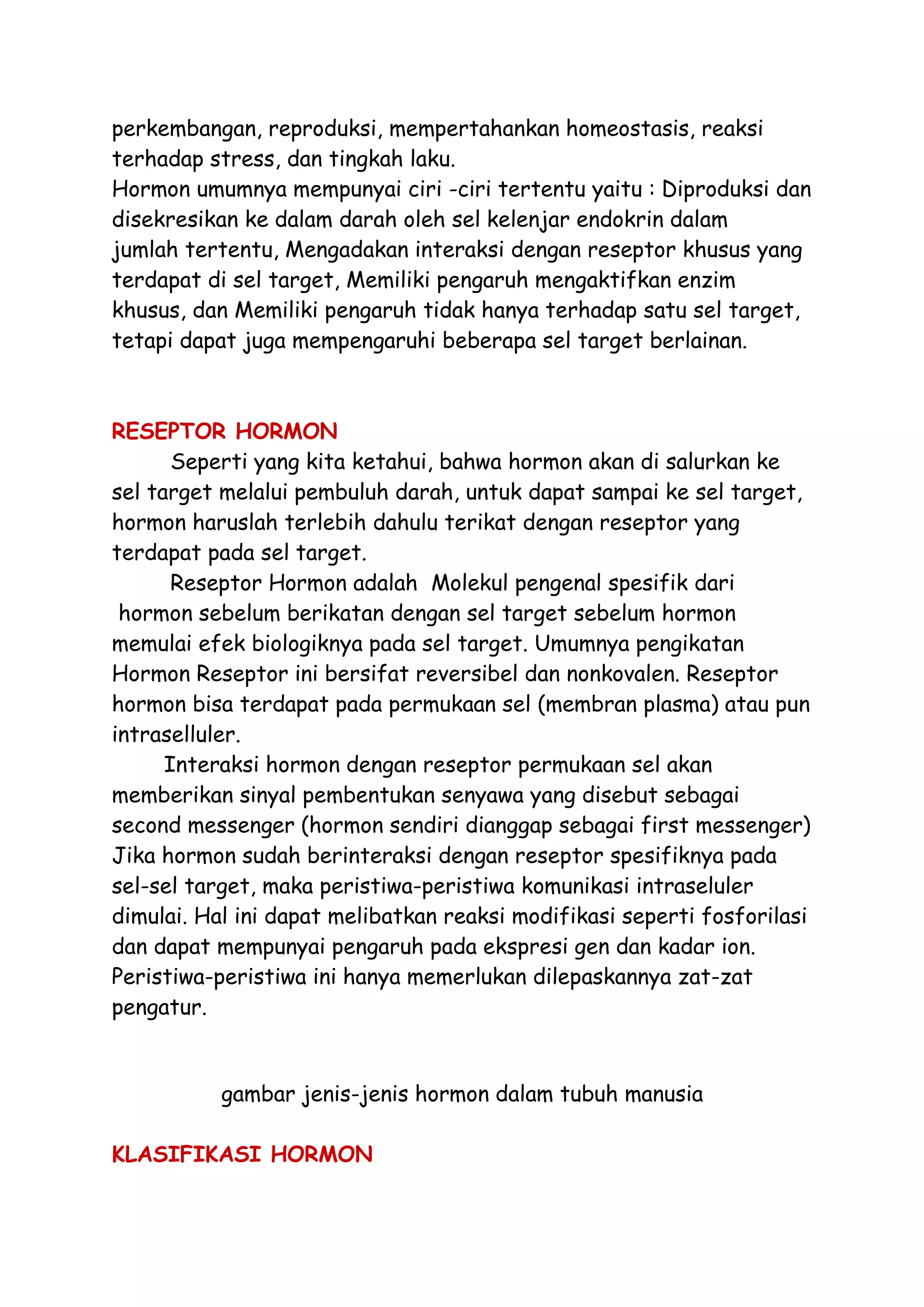 Macam hormon yang dihasilkan sistem endokrin | DOCX