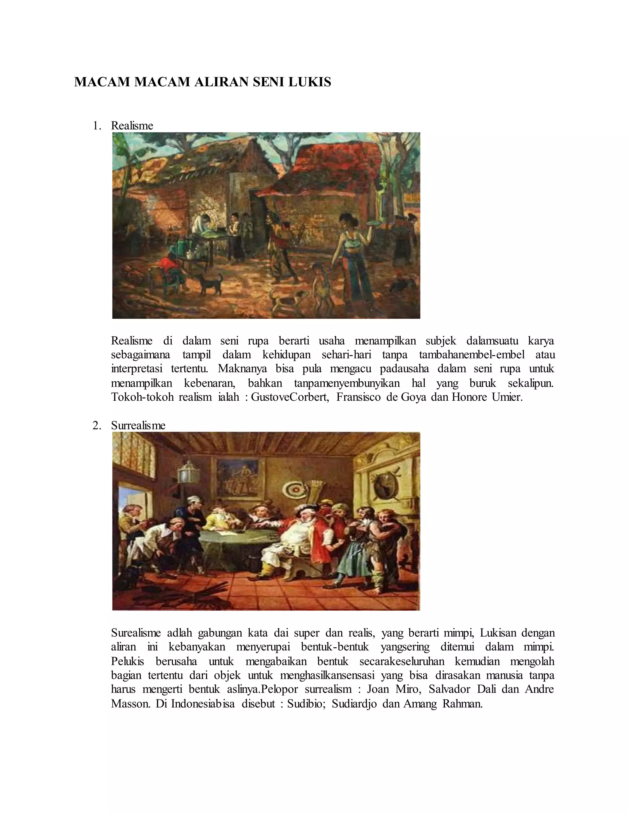 Macam macam aliran seni lukis | PDF