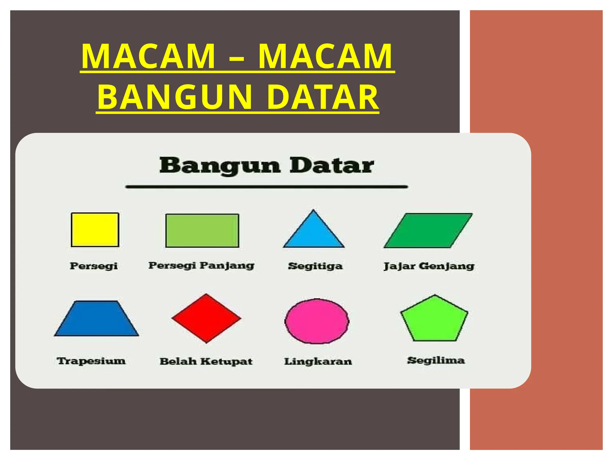 MACAM – MACAM BANGUN DATAR dan Contoh Benda Di sekitar | PPTX