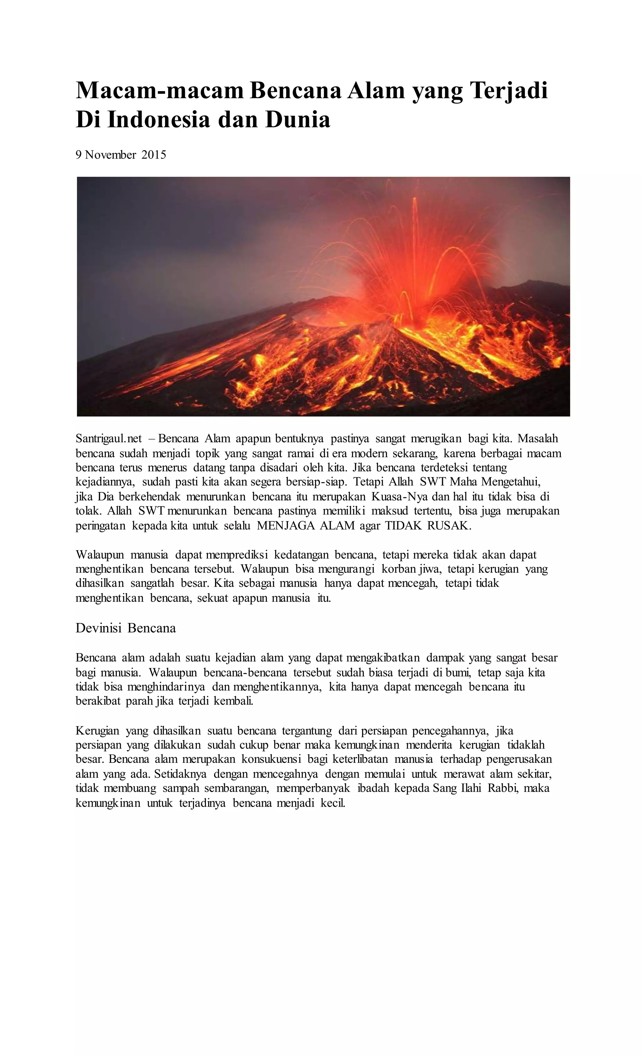 Macam macam bencana alam | DOCX