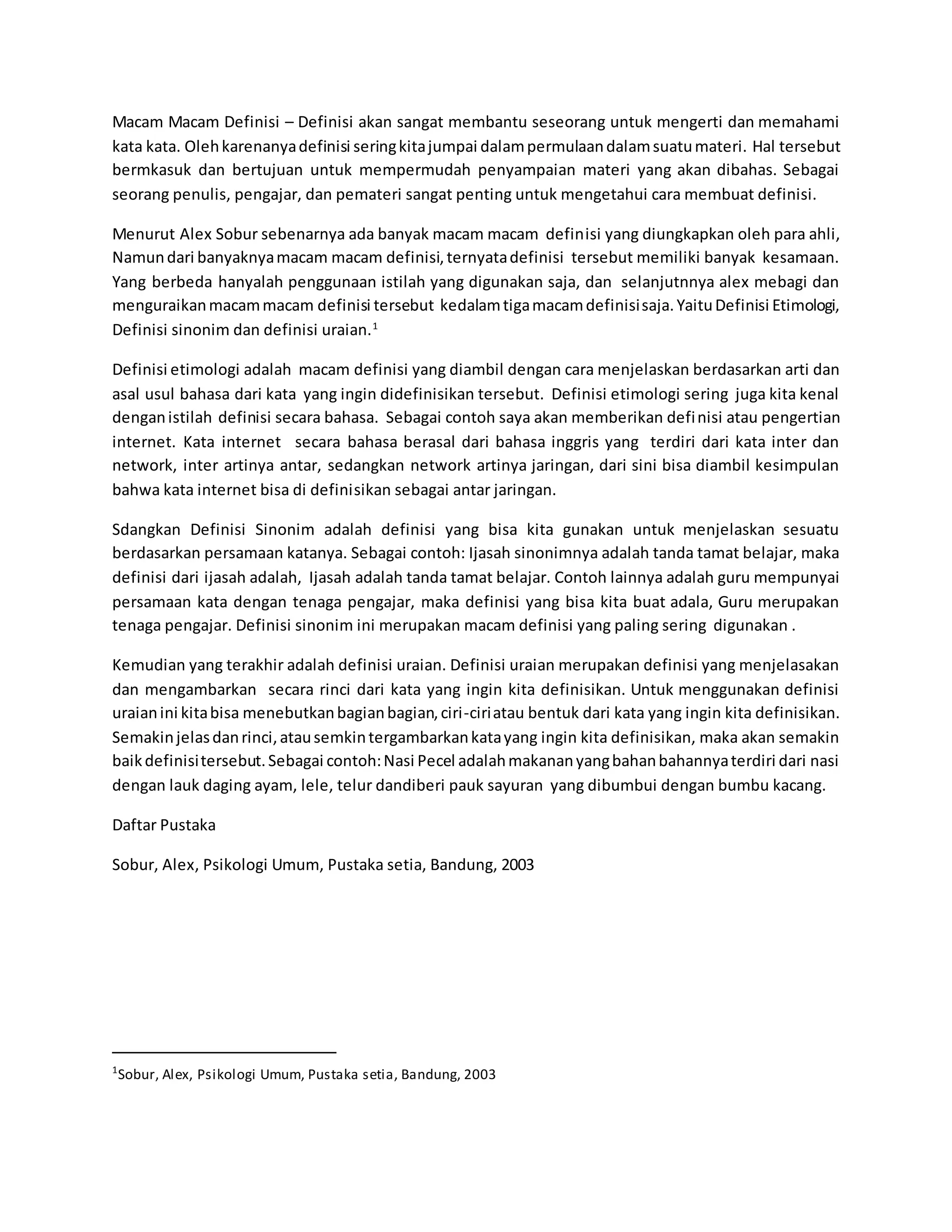 Macam macam definisi | DOCX