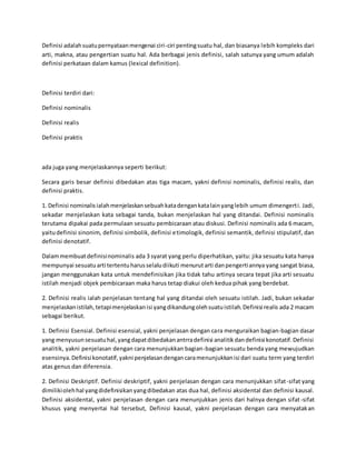 Macam macam definisi | DOCX