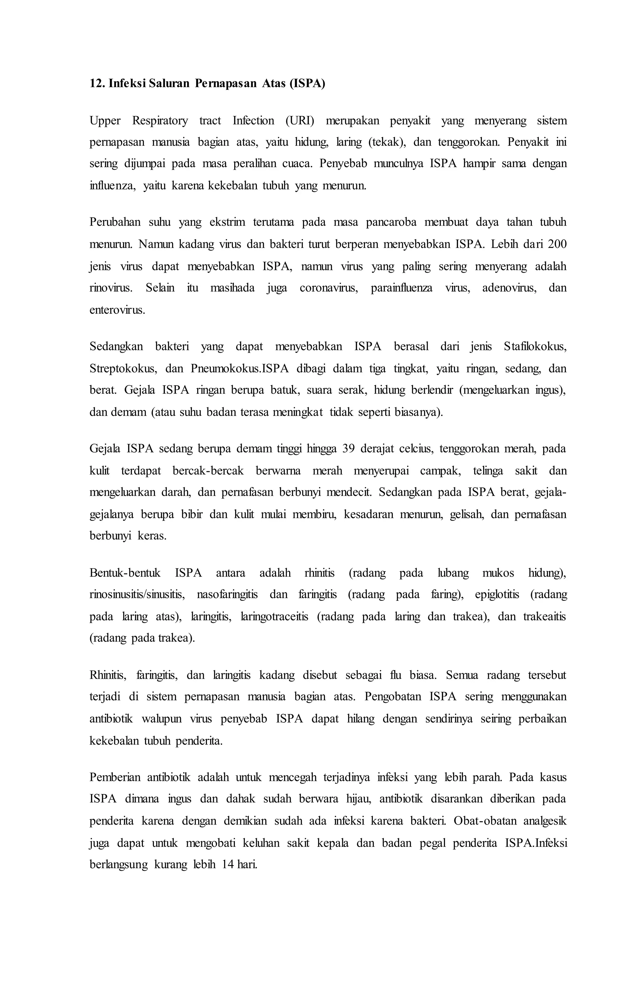 Macam macam jenis penyakit pada sistem pernapasan 2 | DOCX
