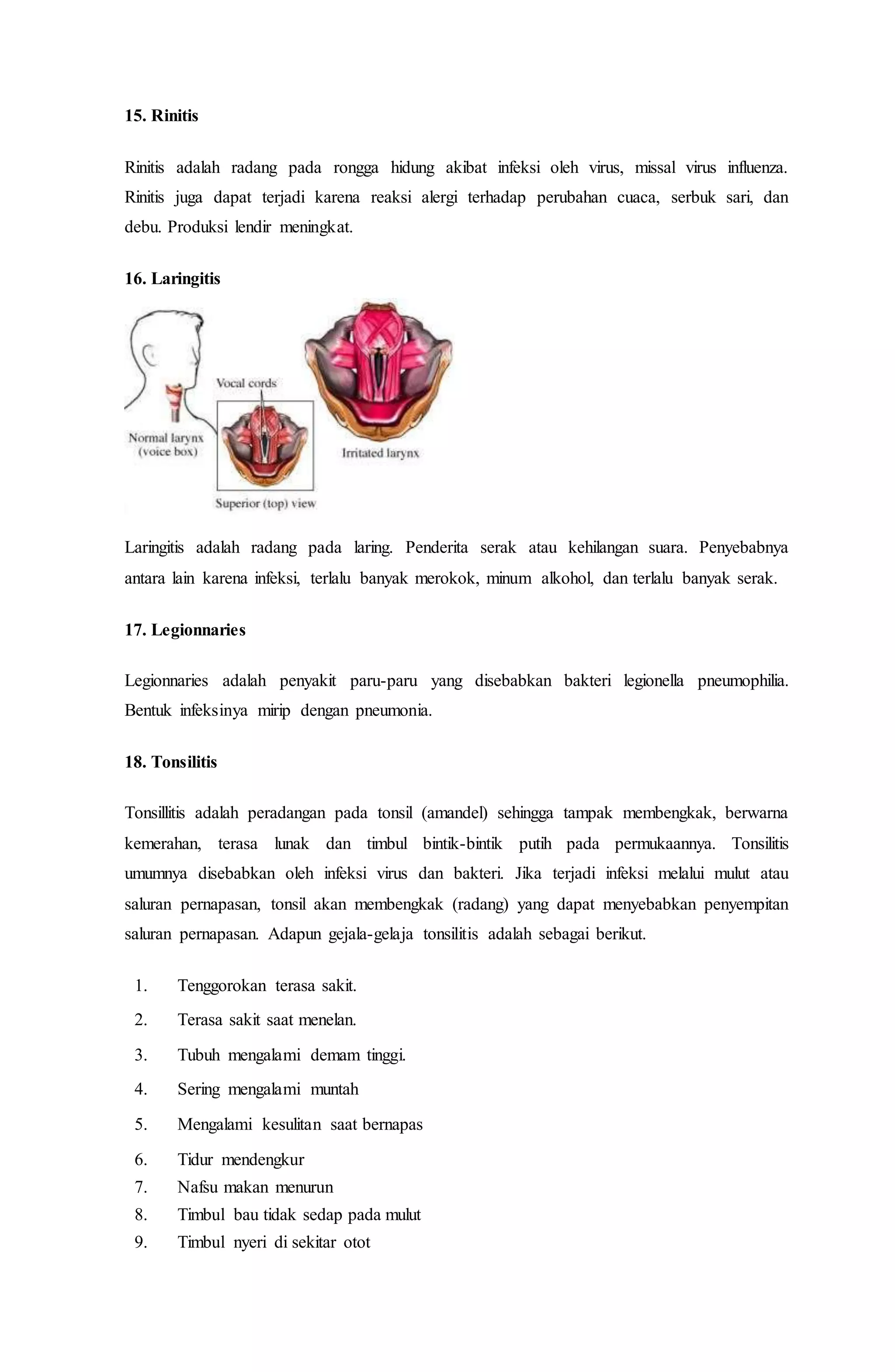Macam macam jenis penyakit pada sistem pernapasan 2 | DOCX