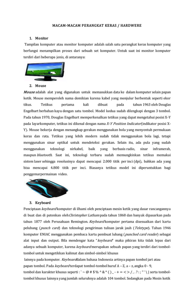 Macam macam perangkat keras | PDF