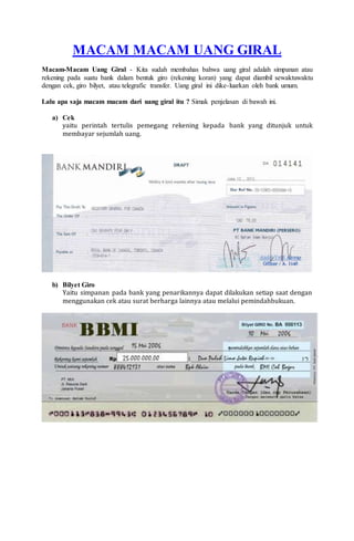 Macam macam uang giral | DOCX