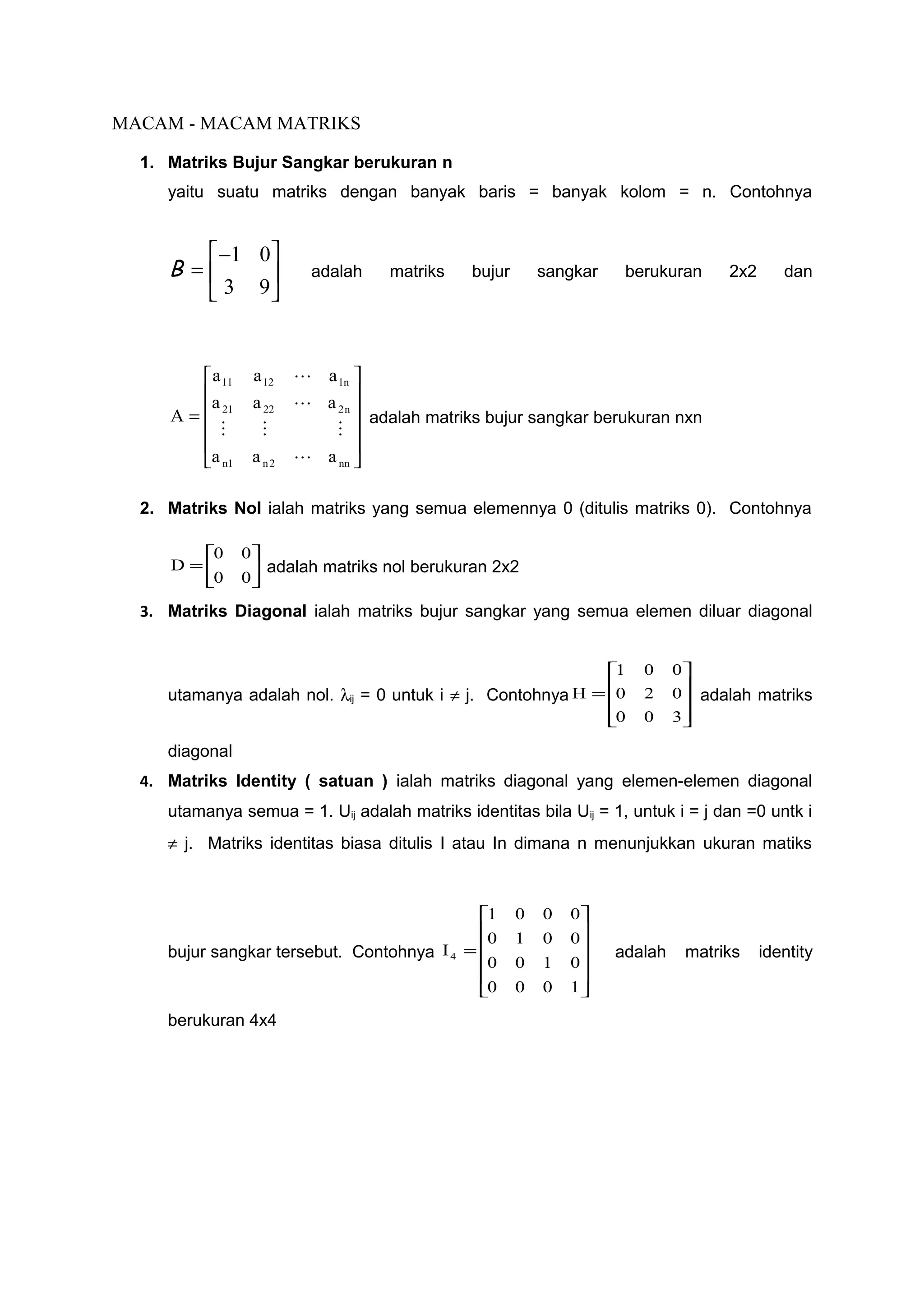 Macam matriks dg program maple | DOC