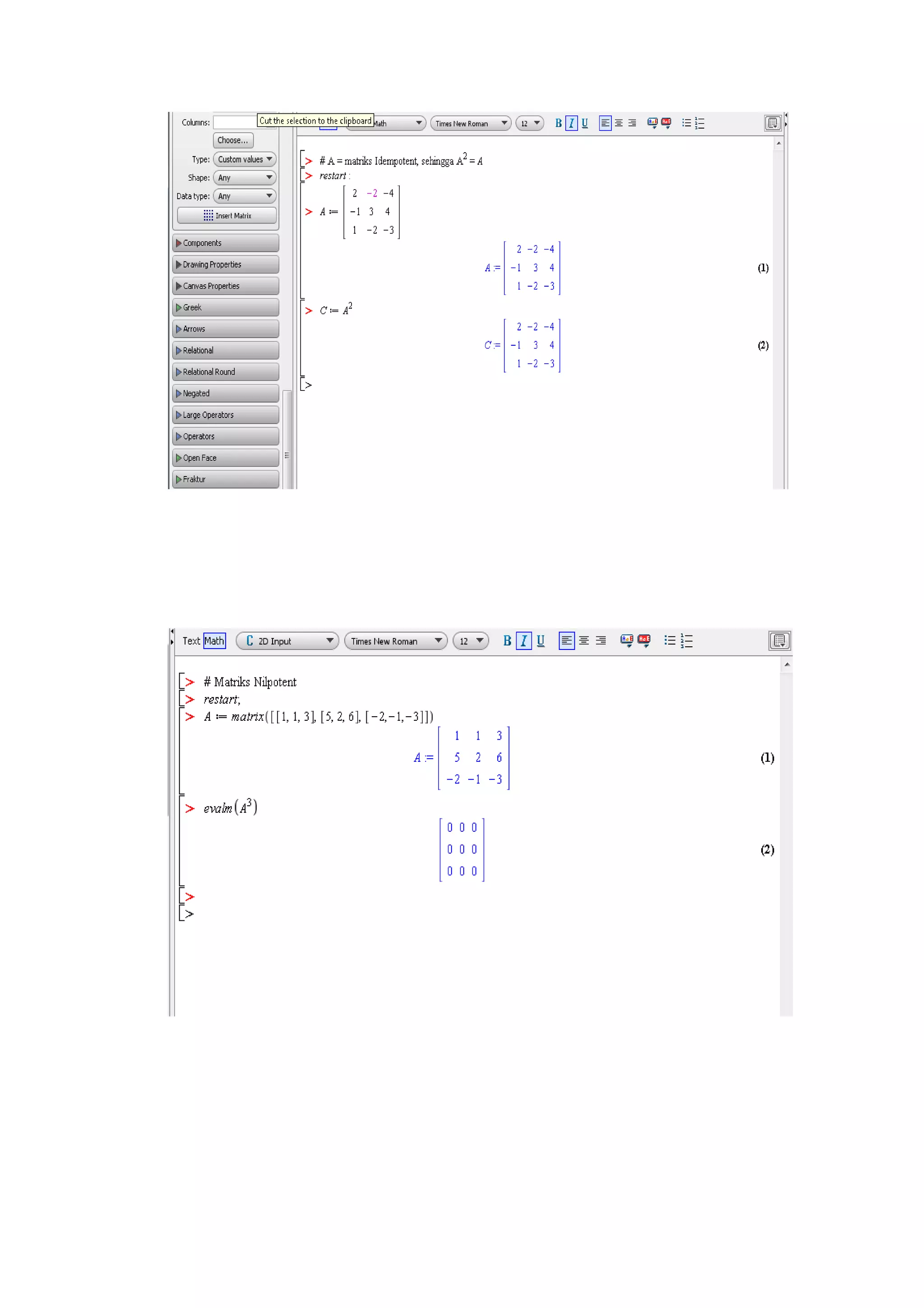 Macam matriks dg program maple | DOC