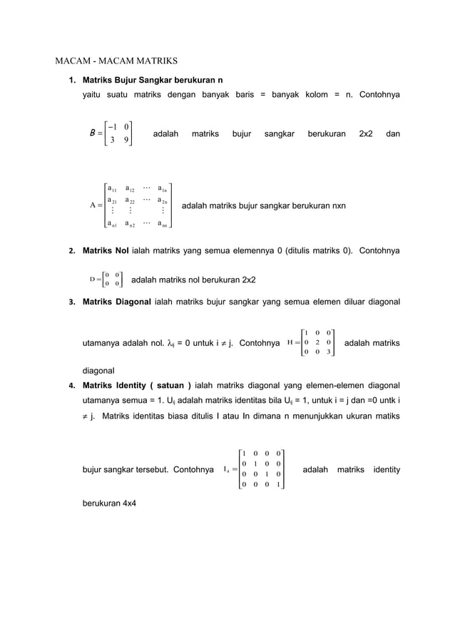 Macam matriks dg program maple | PDF