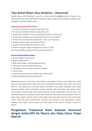 Macam obat wasir ambeven, ambe joss, ardium | PDF