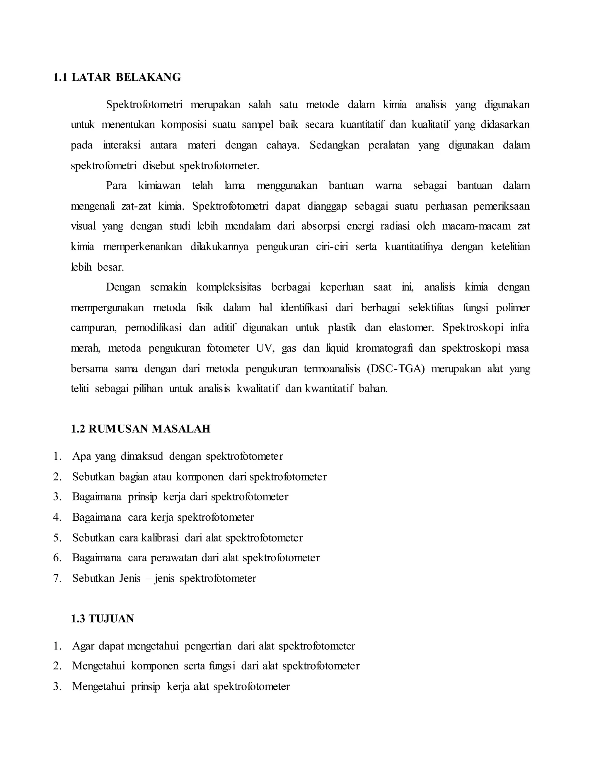 Macam spektrofotometri dan perbedaannya | DOCX