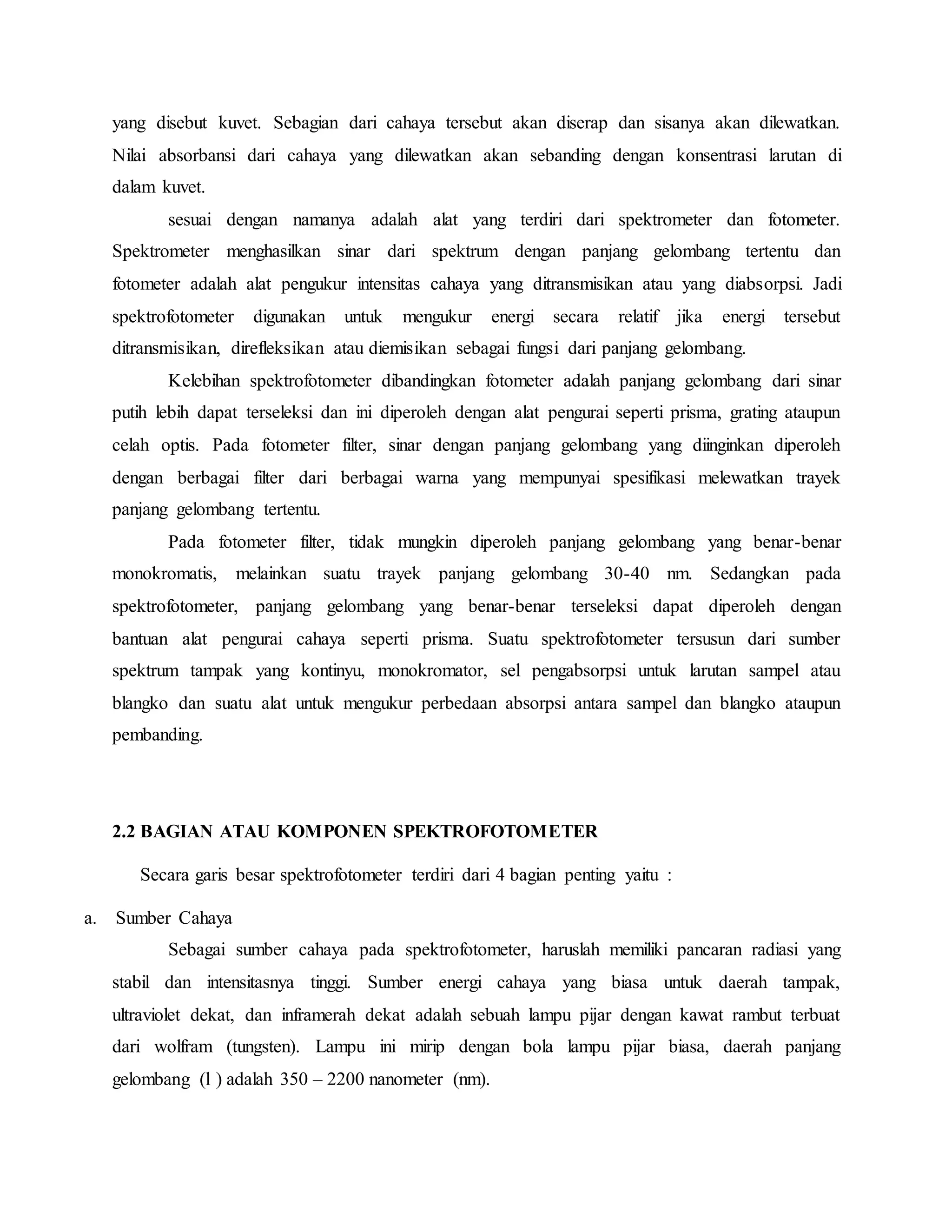 Macam spektrofotometri dan perbedaannya | DOCX