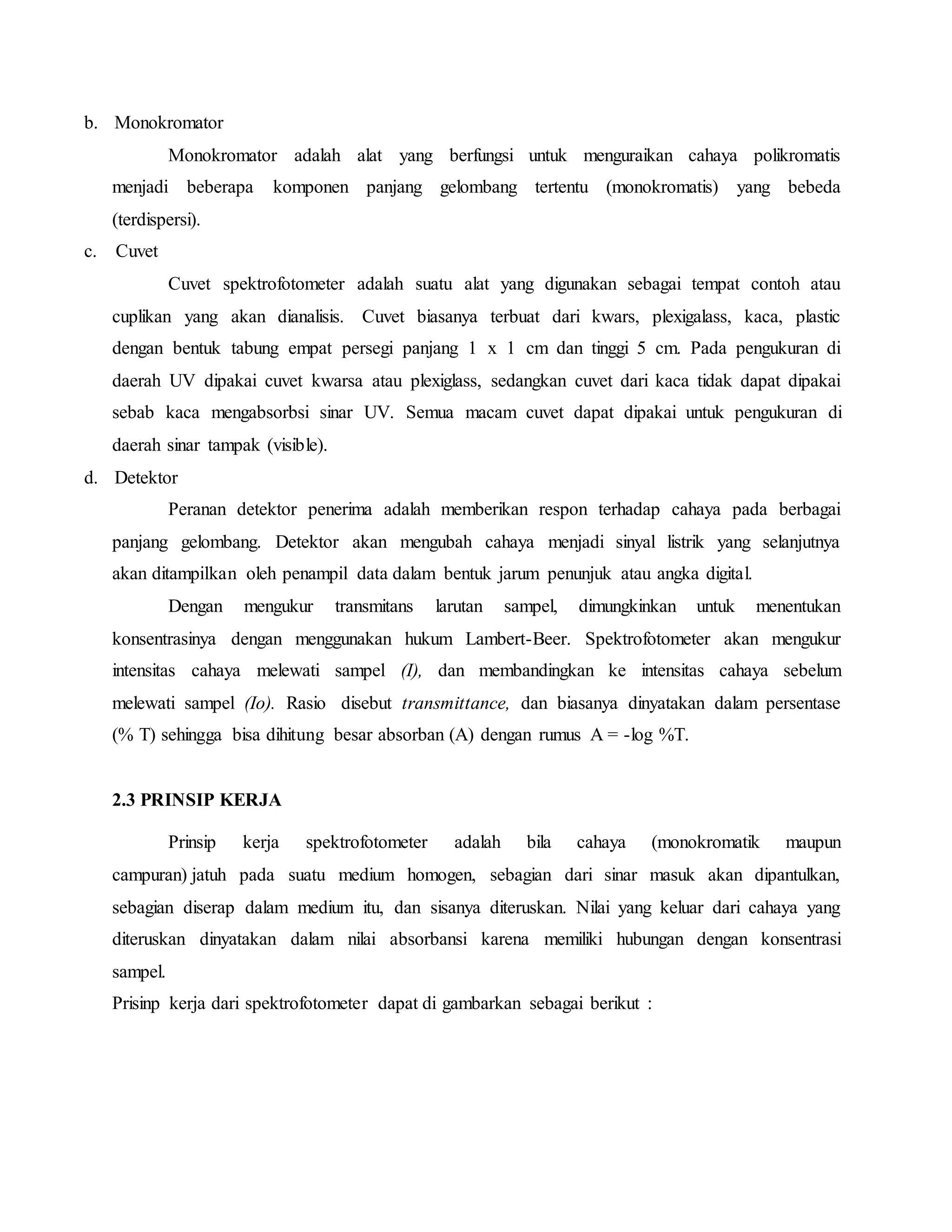 Macam spektrofotometri dan perbedaannya | DOCX
