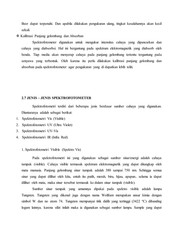 Macam spektrofotometri dan perbedaannya | DOCX