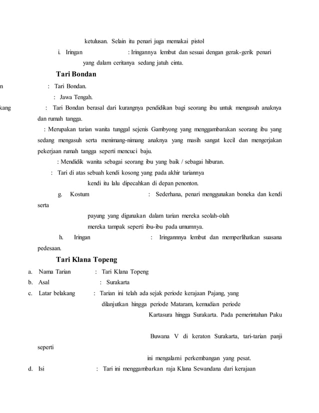 Macam tari klasik tari rakyat tari kreasi baru | PDF