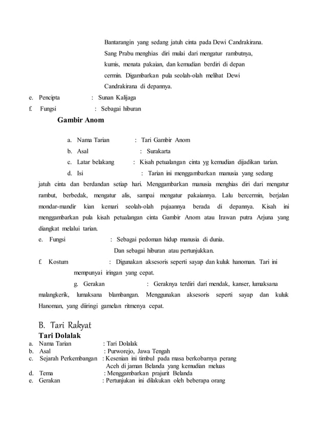 Macam tari klasik tari rakyat tari kreasi baru | PDF