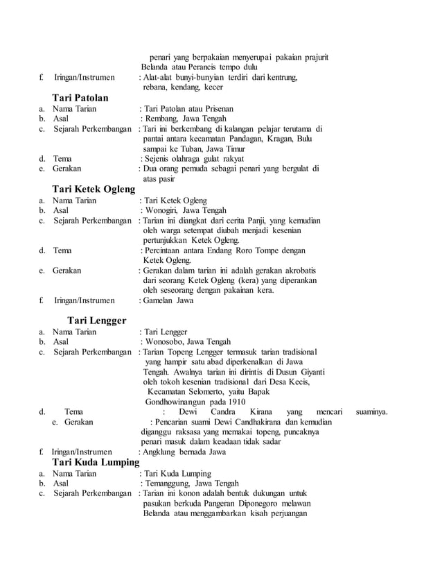 Macam tari klasik tari rakyat tari kreasi baru | PDF