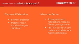 Macaroni: Integrate Yara sigs with VirusTotal Intelligence | PDF