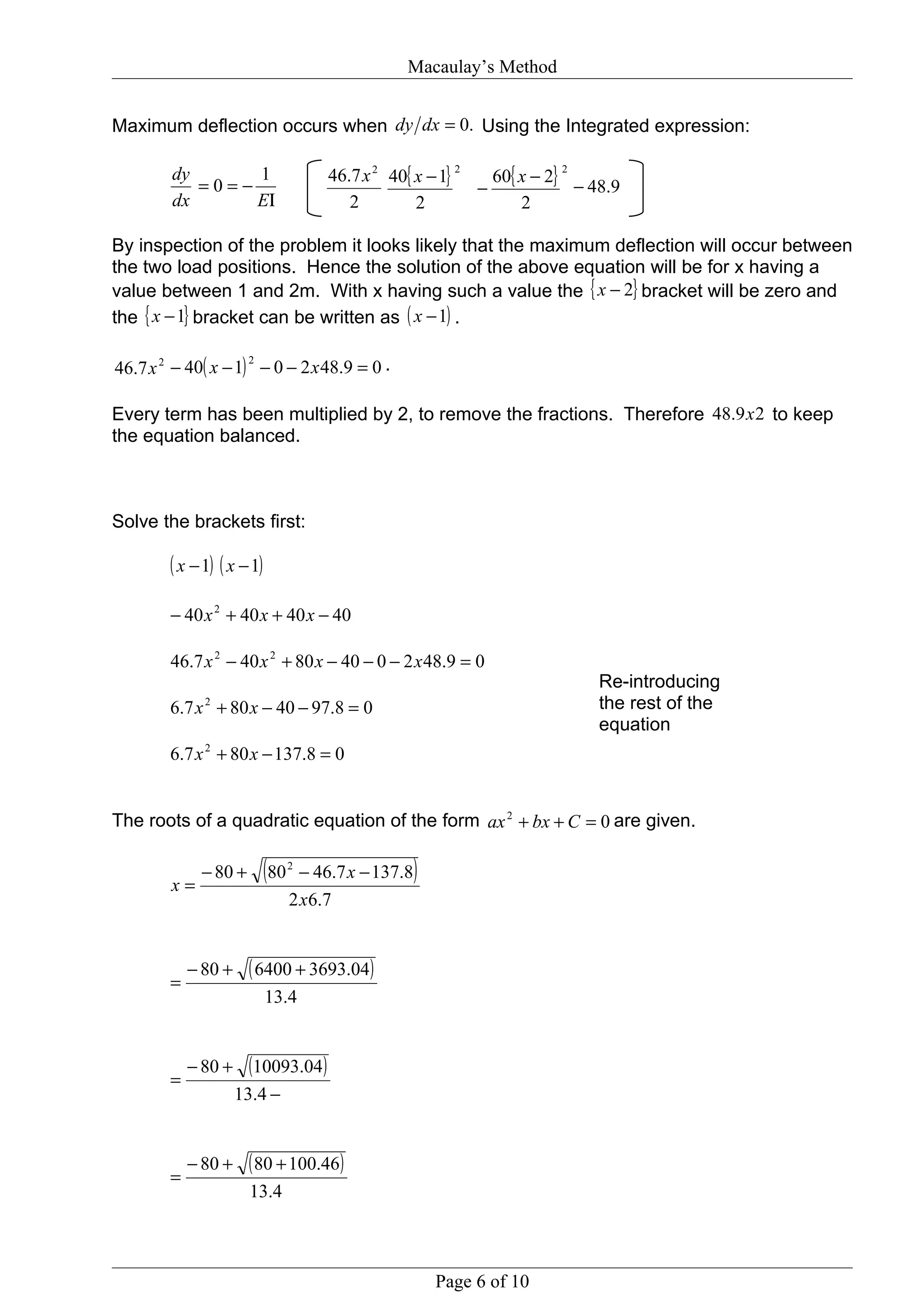 Macaulay's Method & Poisson's Ratio | DOC