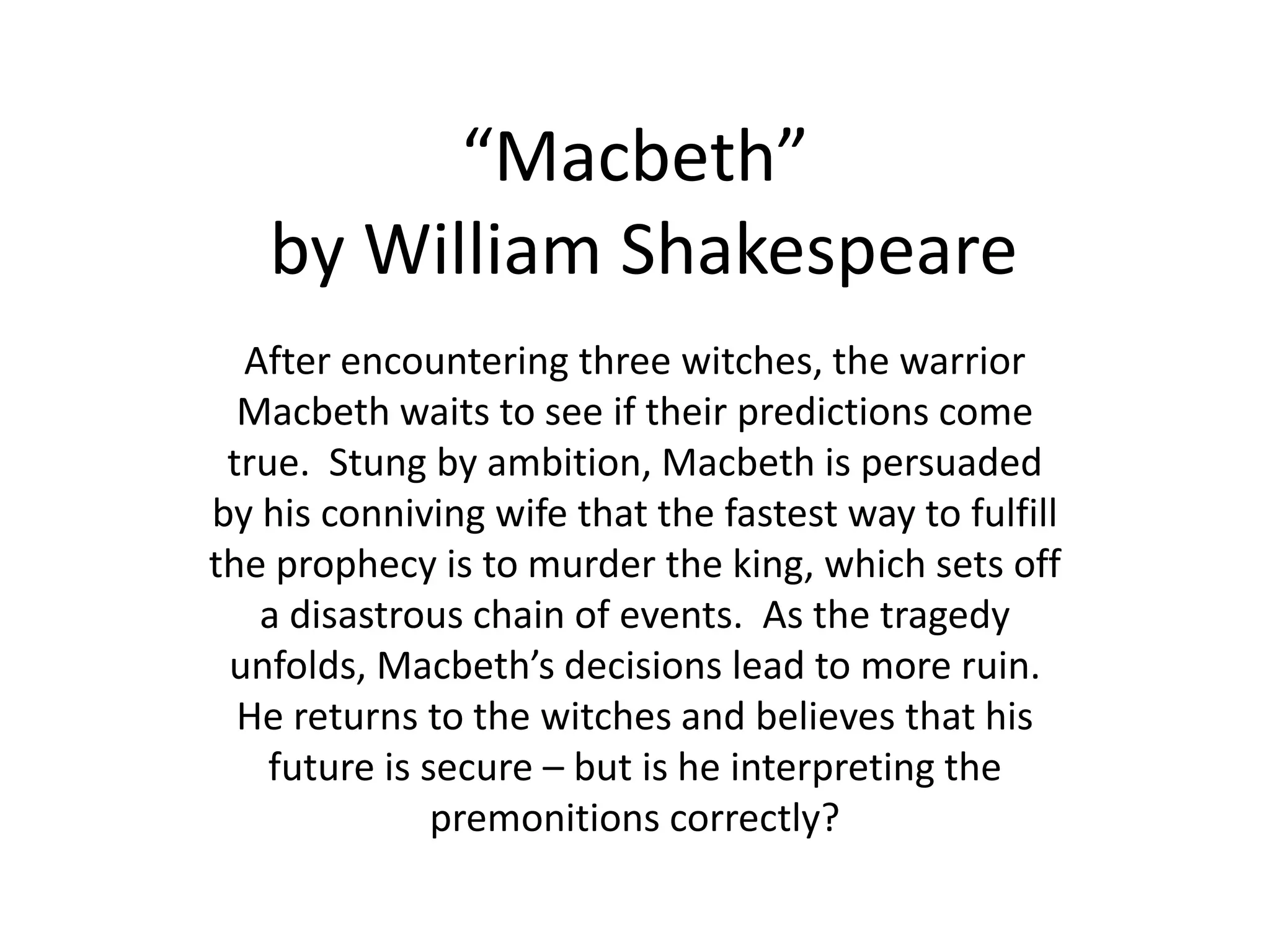 Macbeth | PPTX | Books and Literature