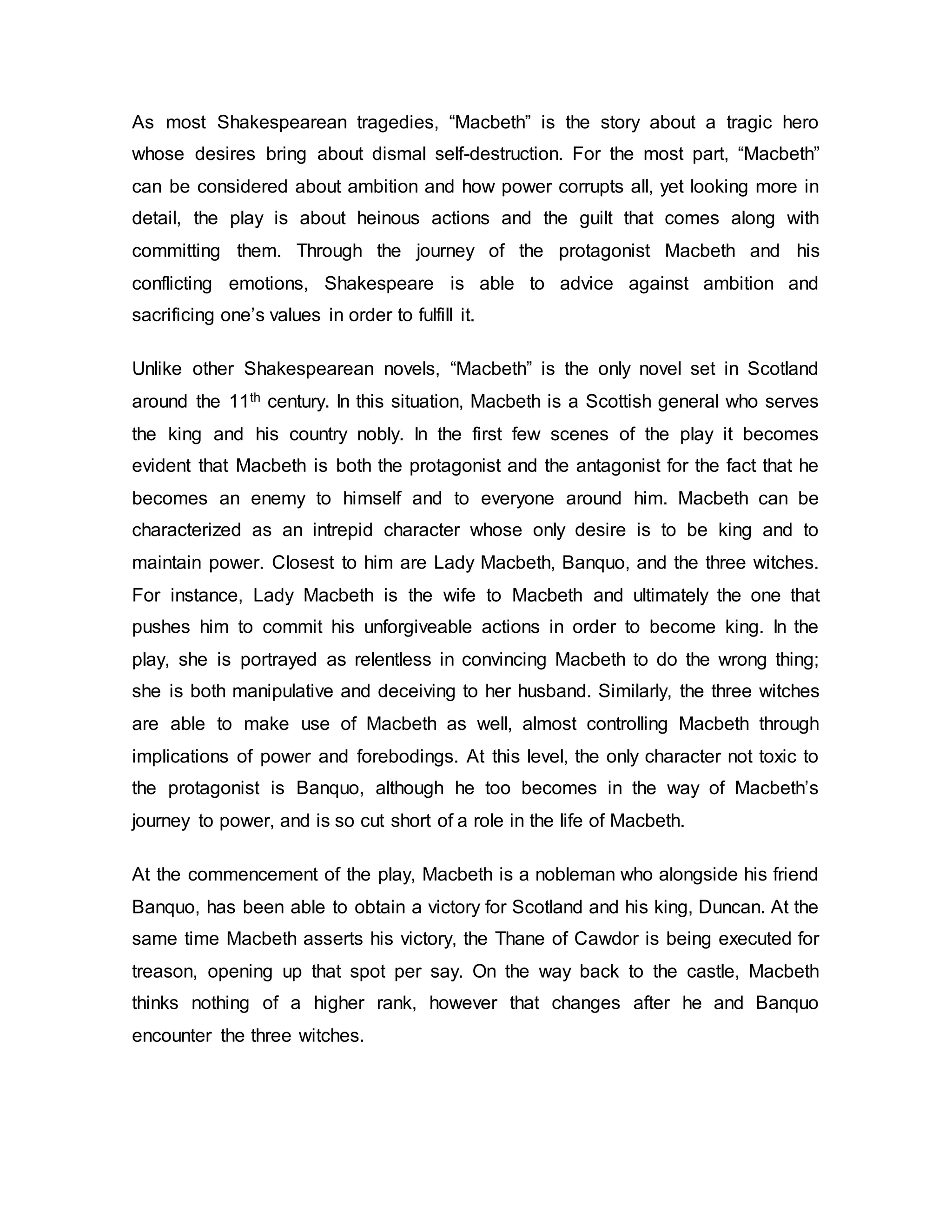 Macbeth report about the book | DOCX