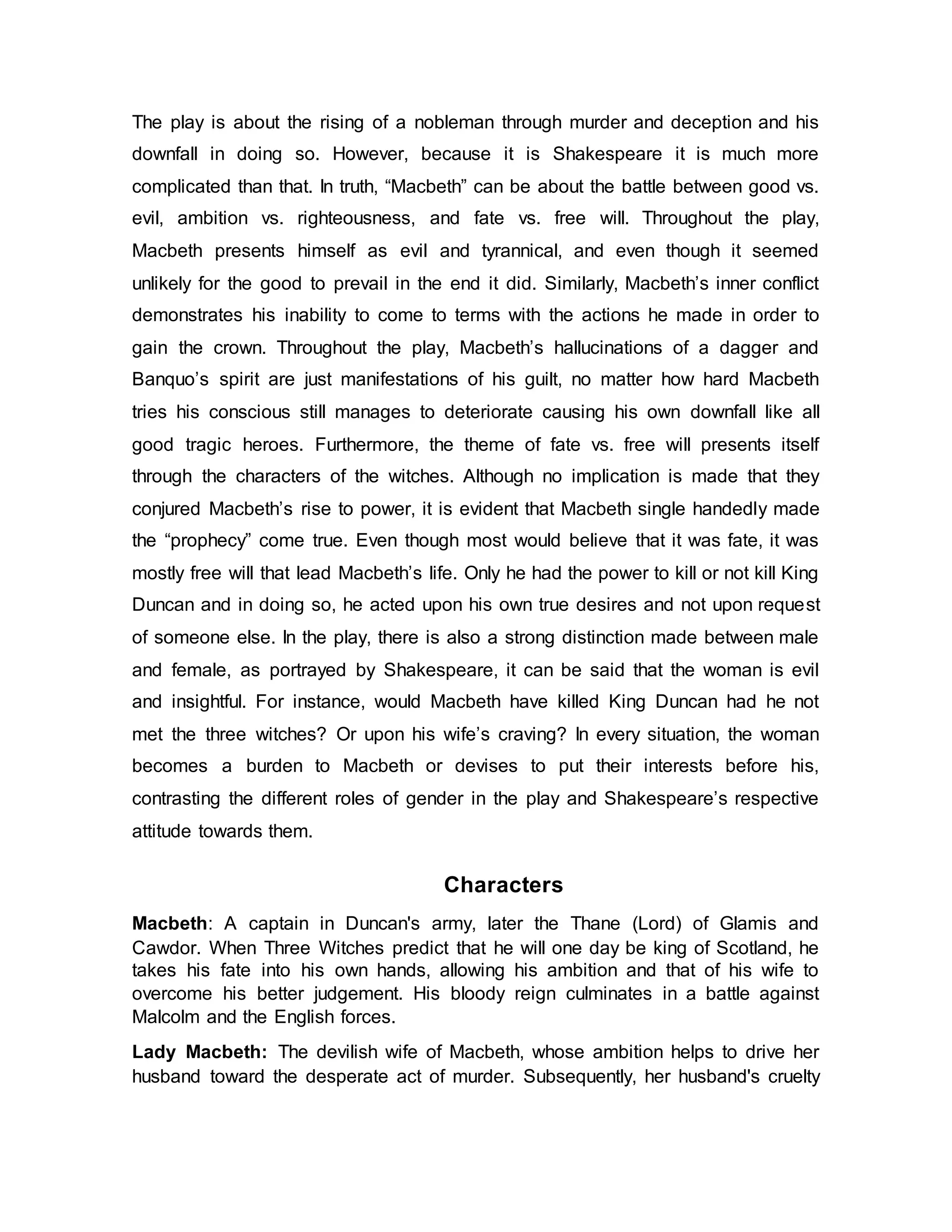 Macbeth report about the book | DOCX