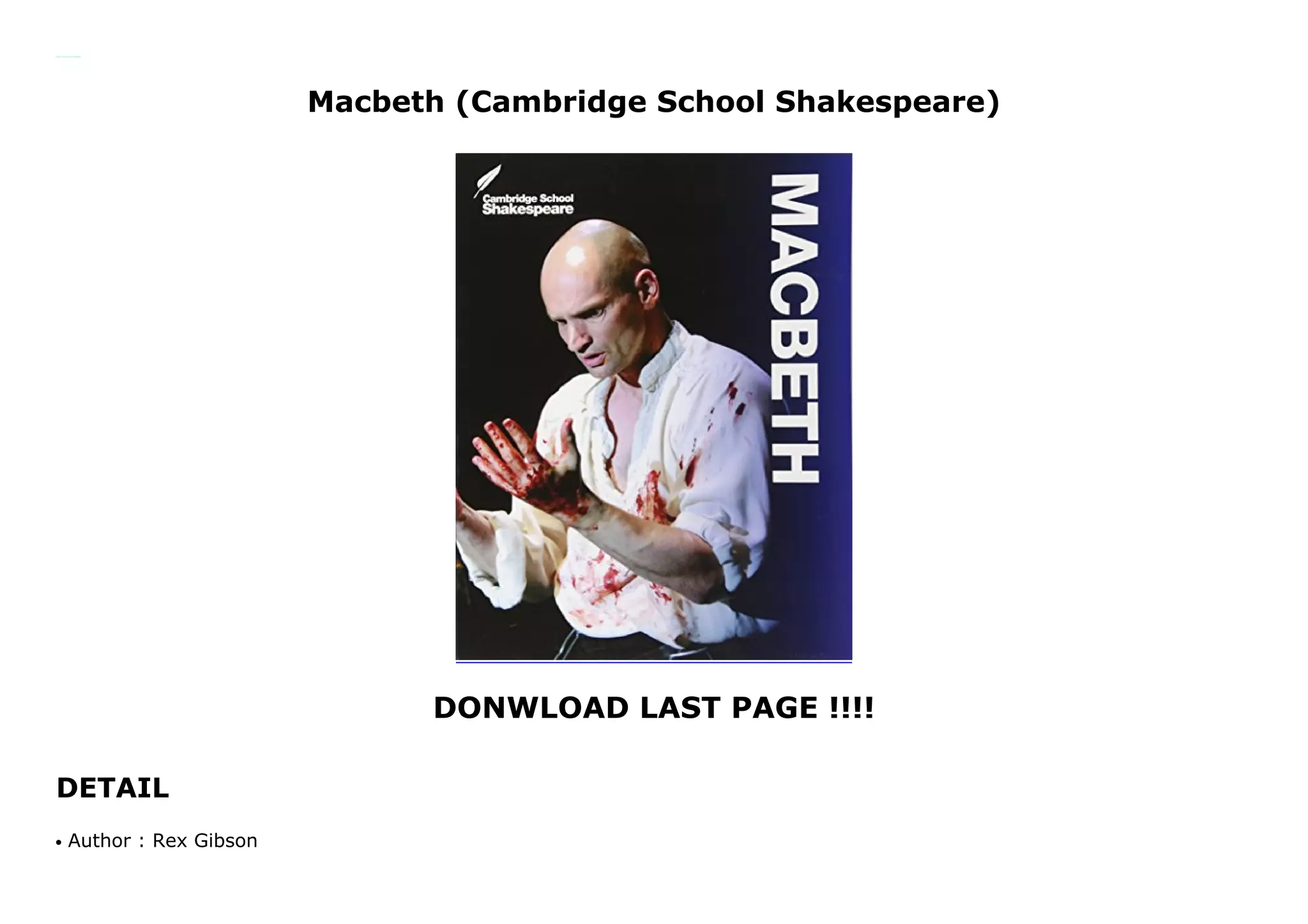 Macbeth (Cambridge School Shakespeare) | PDF