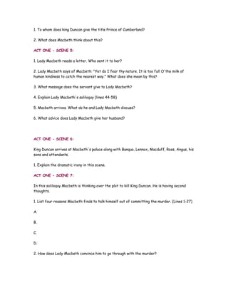 Macbeth Study Guide | DOC