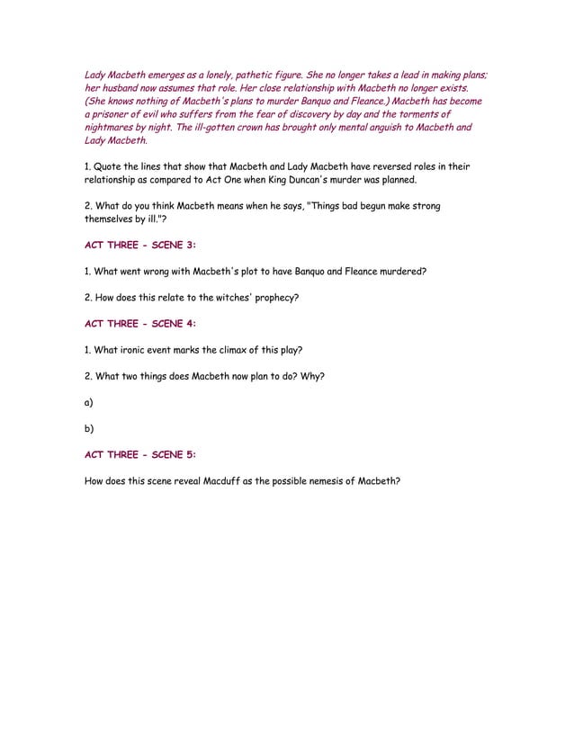 Macbeth Study Guide