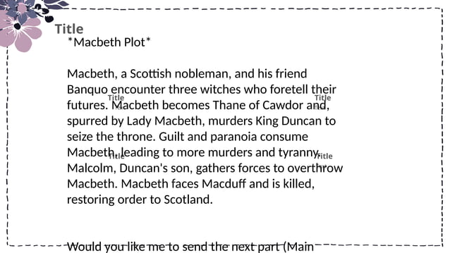 MACBETH plot character and theme for ISC class 11 and 12 | PPTX