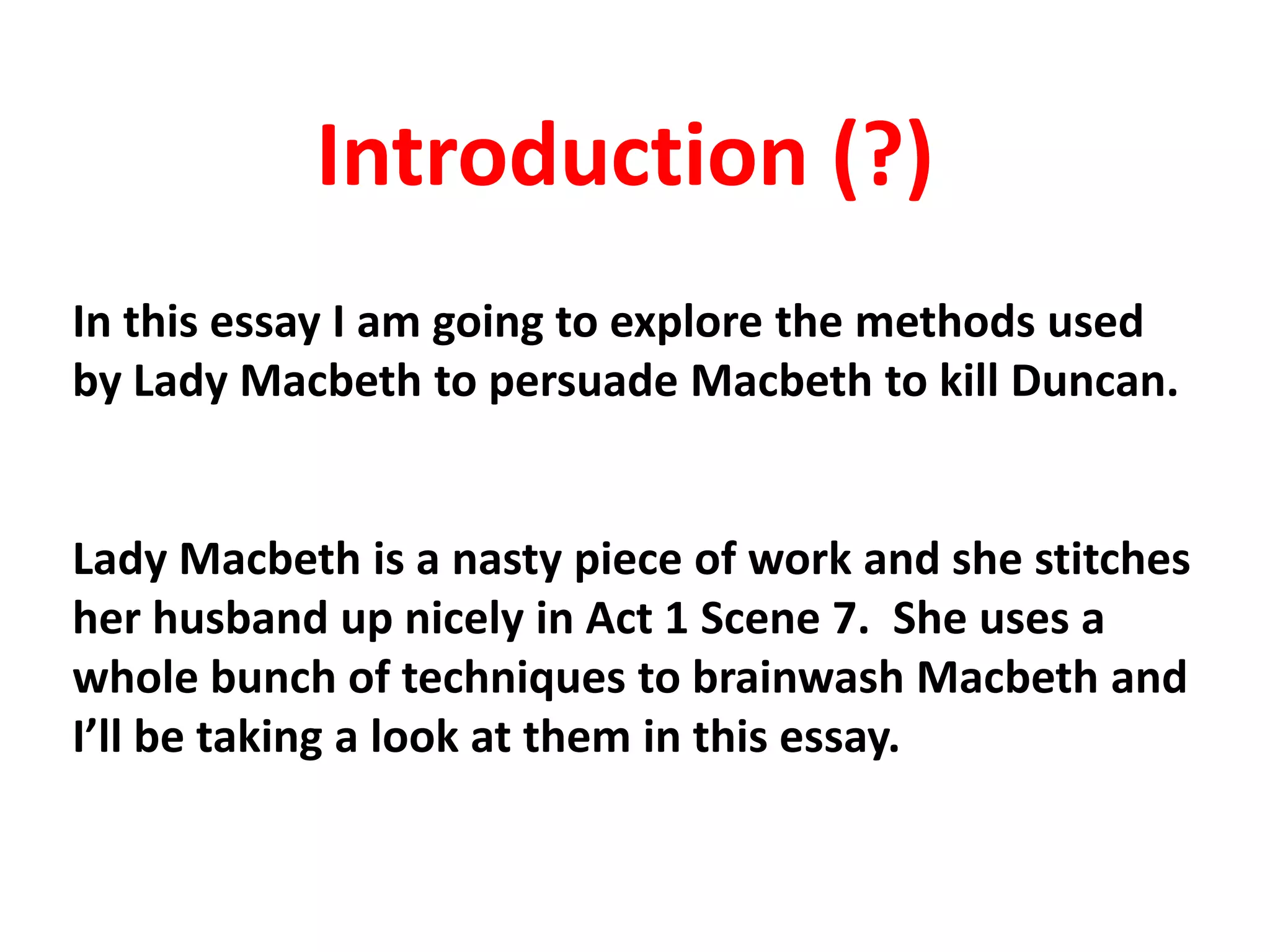 Macbeth Act1scene7 Essay Guide | PPTX