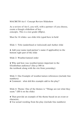 MACBETH Act I Concept Review Slideshow As a review of .docx