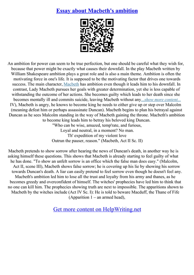 Macbeth Ambition Essay | PDF
