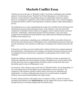 Macbeth Conflict Essay | PDF | Veterinary Medicine | Pets