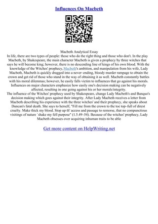 Macbeth Critical Essay | PDF