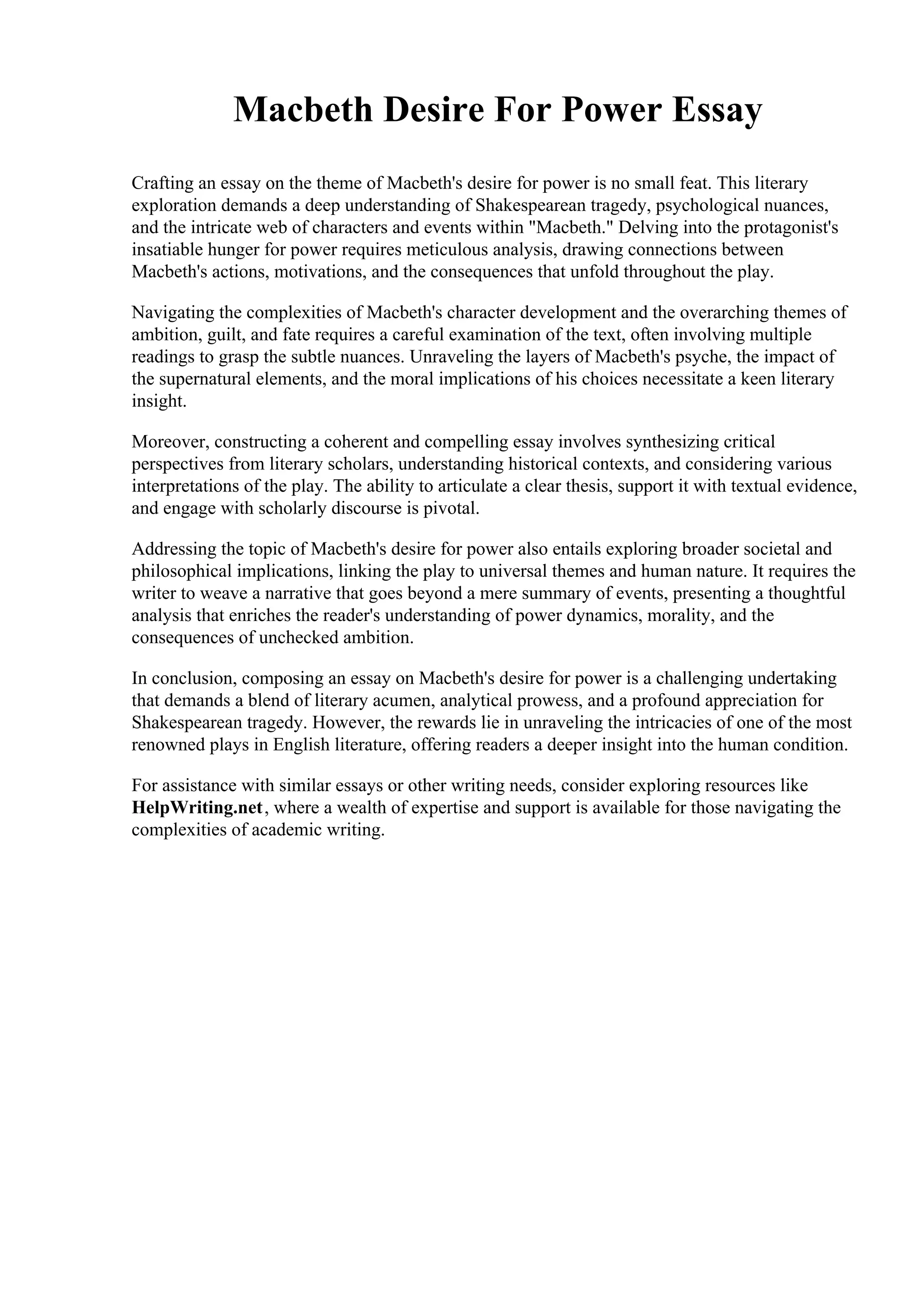 Macbeth Desire For Power Essay.pdf