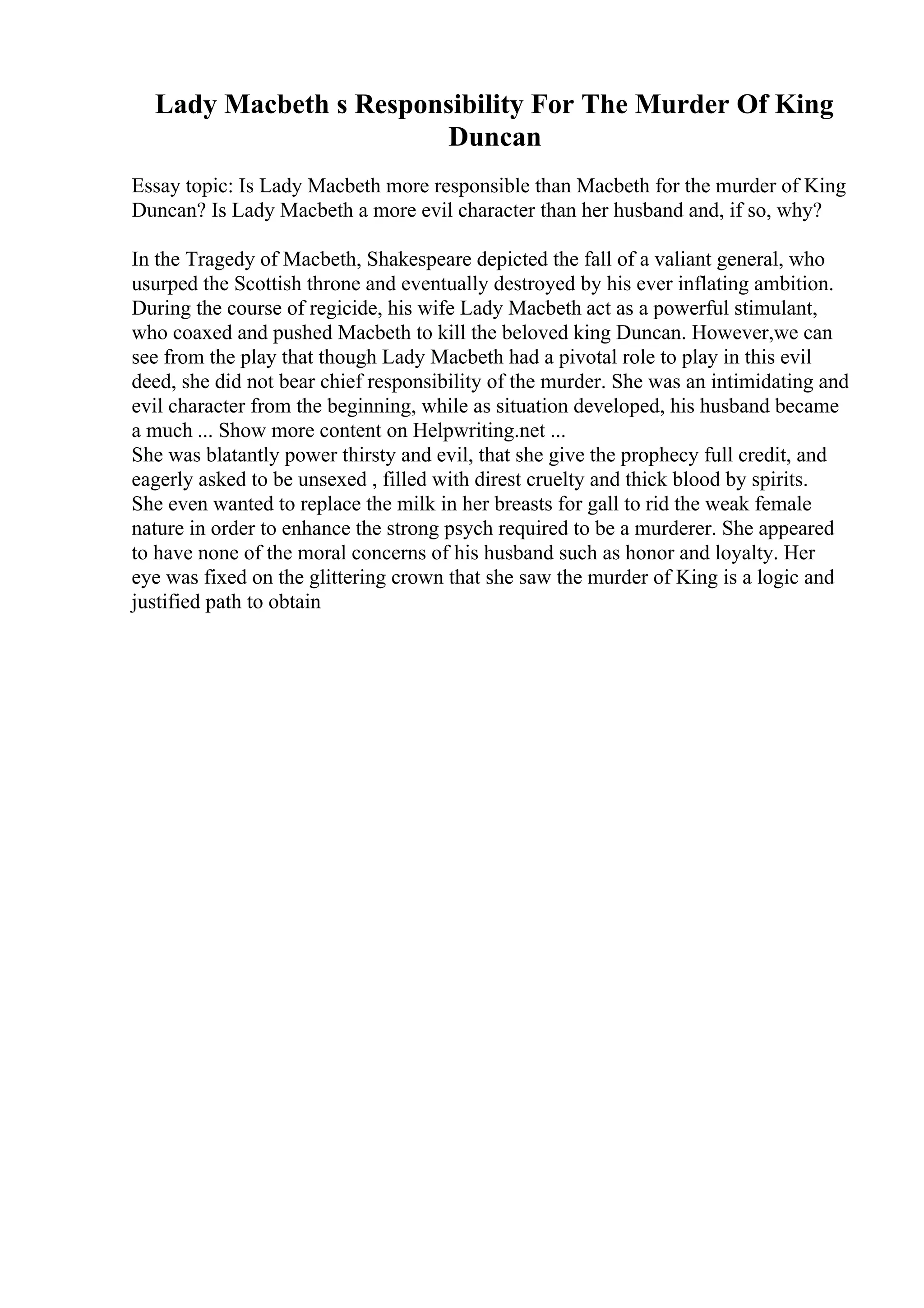 Macbeth Downfall Essay | PDF | Books and Literature