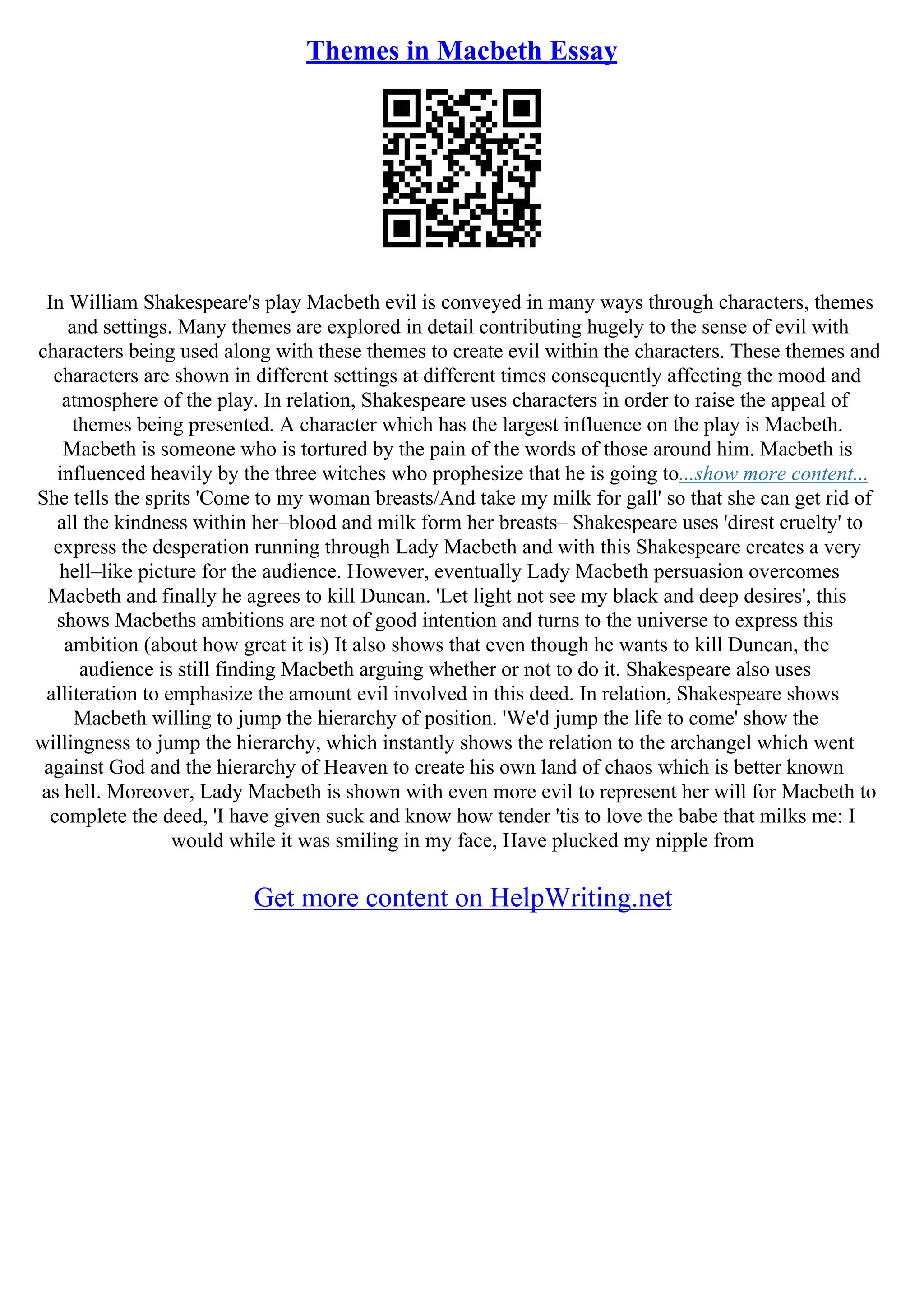 Macbeth Essay Introduction | PDF