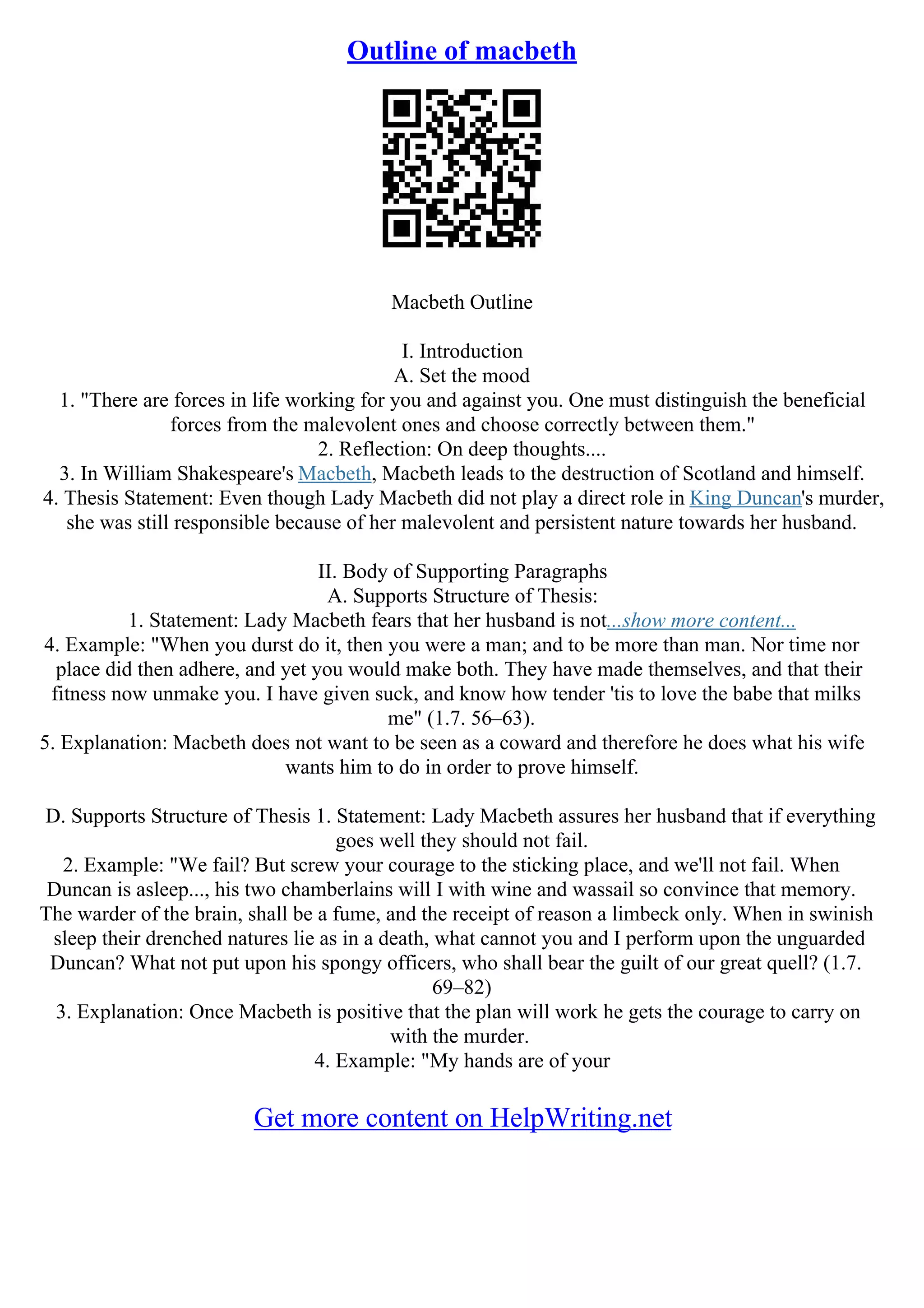 Macbeth Essay Introduction | PDF