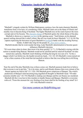 Macbeth Essay Introduction | PDF