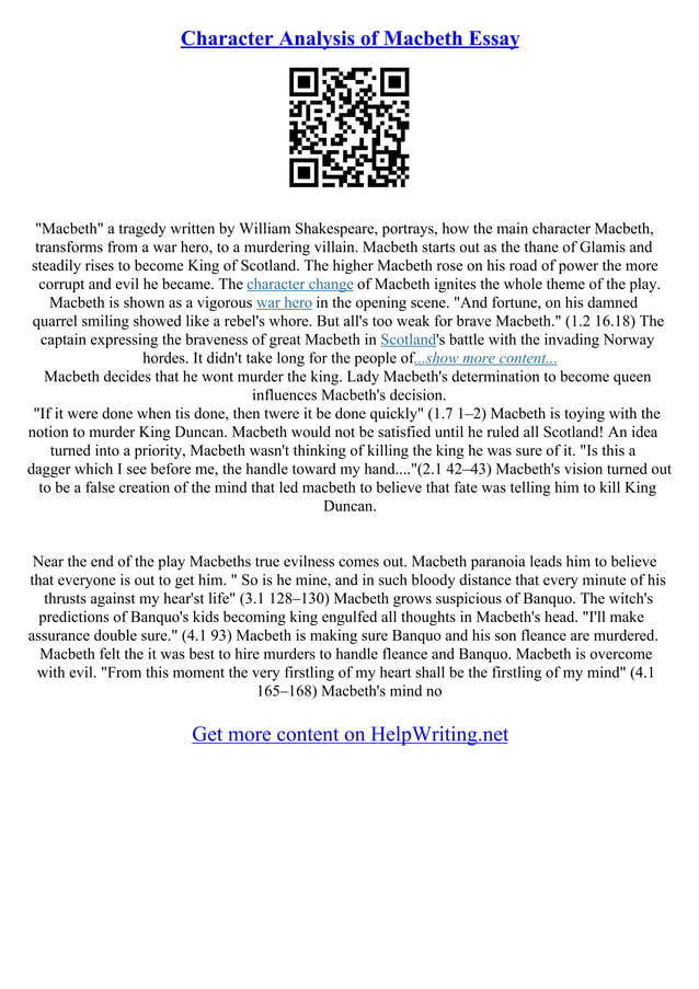 Macbeth Essay Introduction | PDF