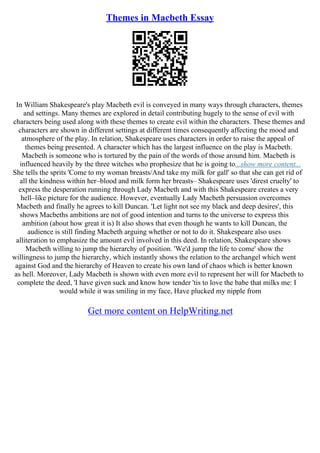 Macbeth Essay Introduction | PDF