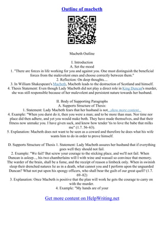 Macbeth Essay Introduction | PDF